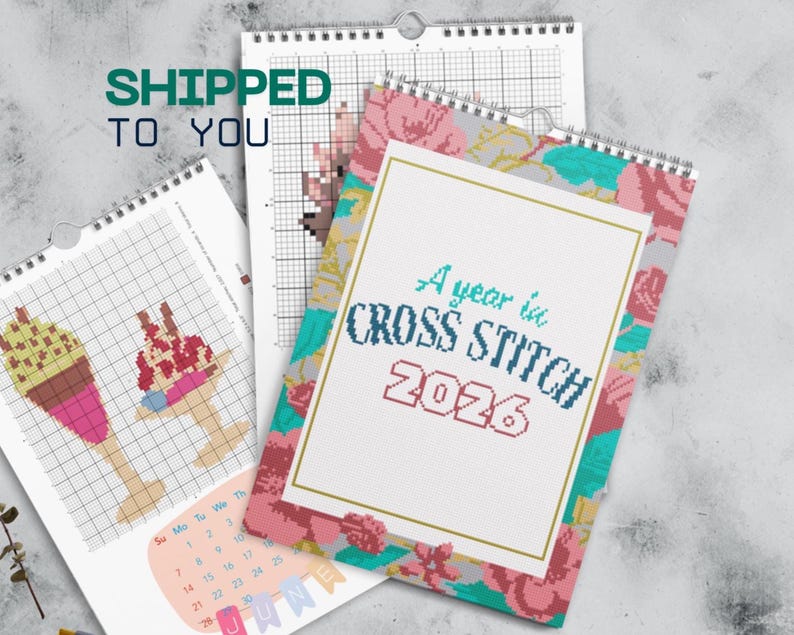 Cross Stitch Calendar 2026, Monthly X-stitch Patterns, 12-month Stitch ...