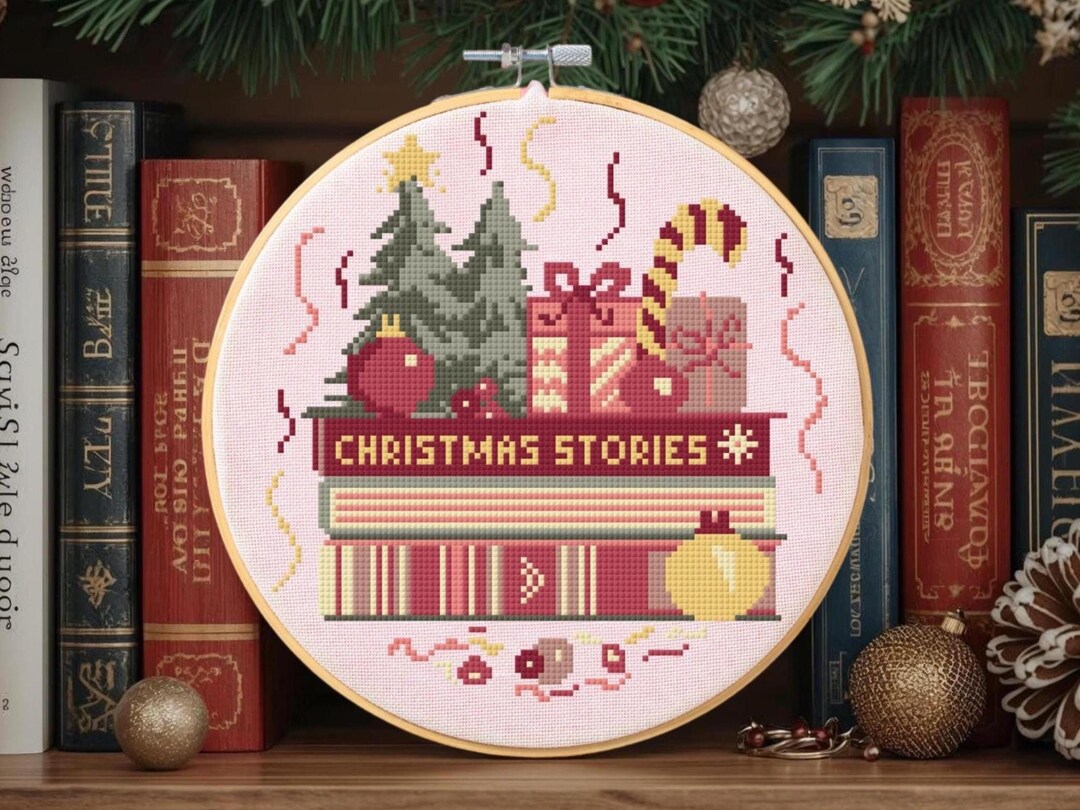 Bookish Seasonal Cross Stitch Pattern With Few Colours - Etsy