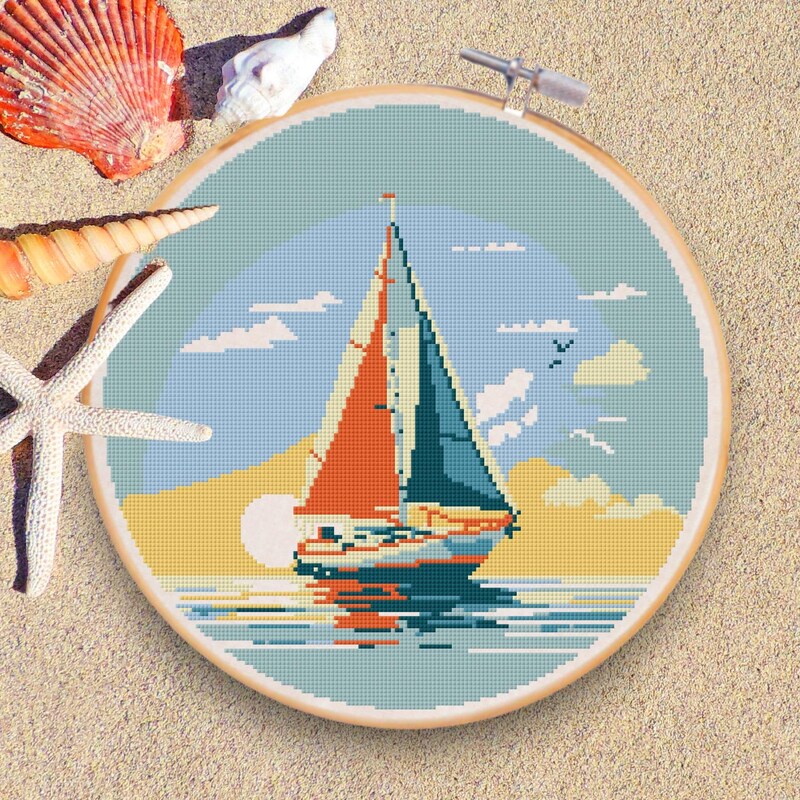 Boat Cross Stitch - Etsy