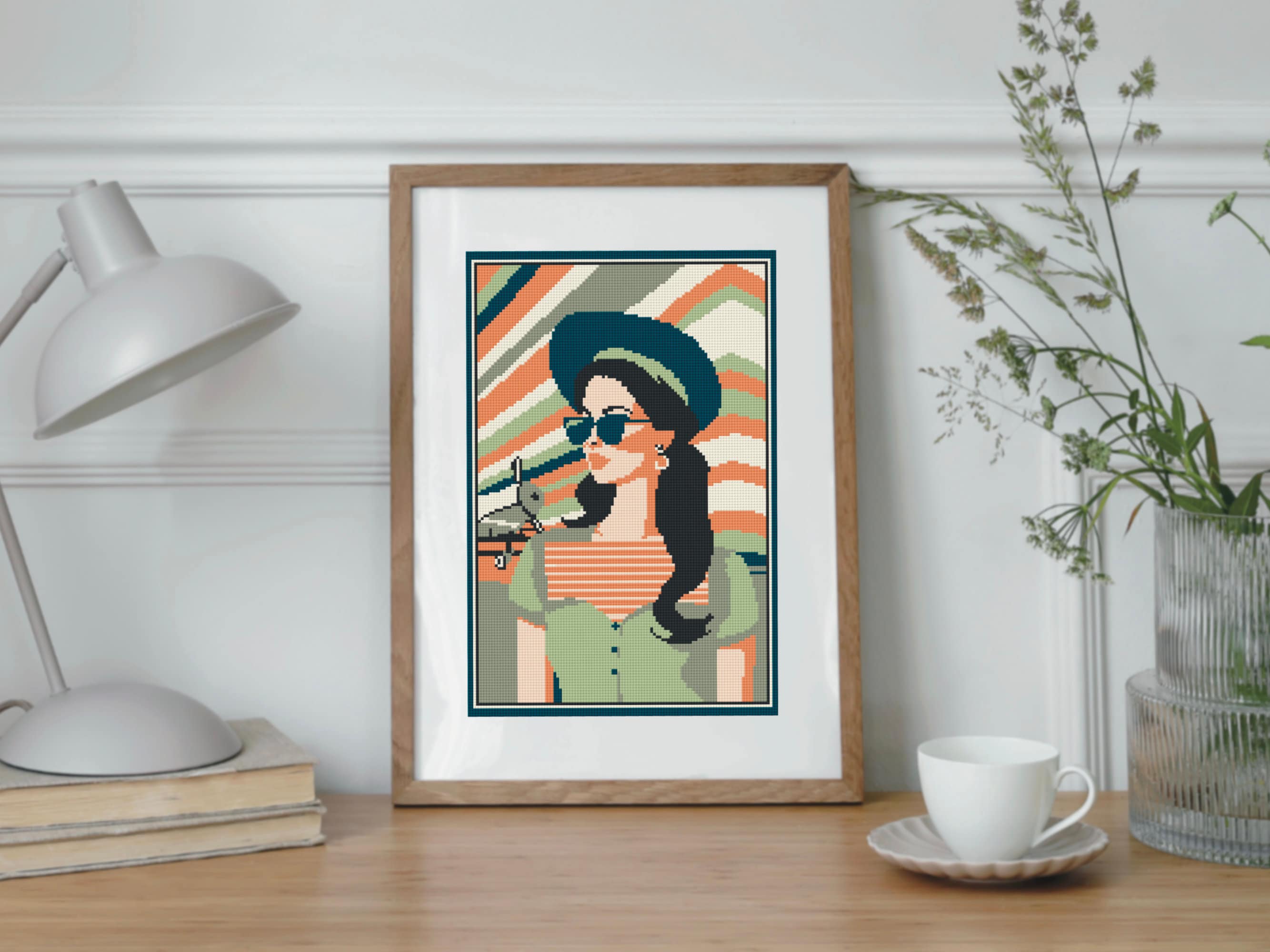 Vintage Hostess Art Deco Cross Stitch Chart Pdf, Cabin Crew Flight ...