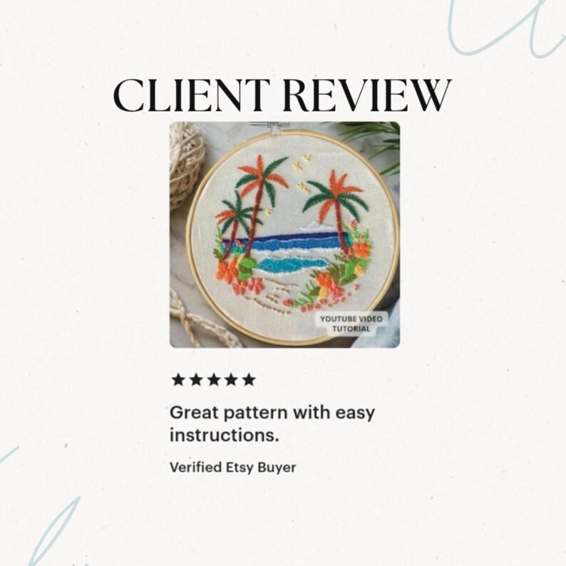 Tropical Beach Embroidery Pattern: Intermediate Seashore Landscape ...