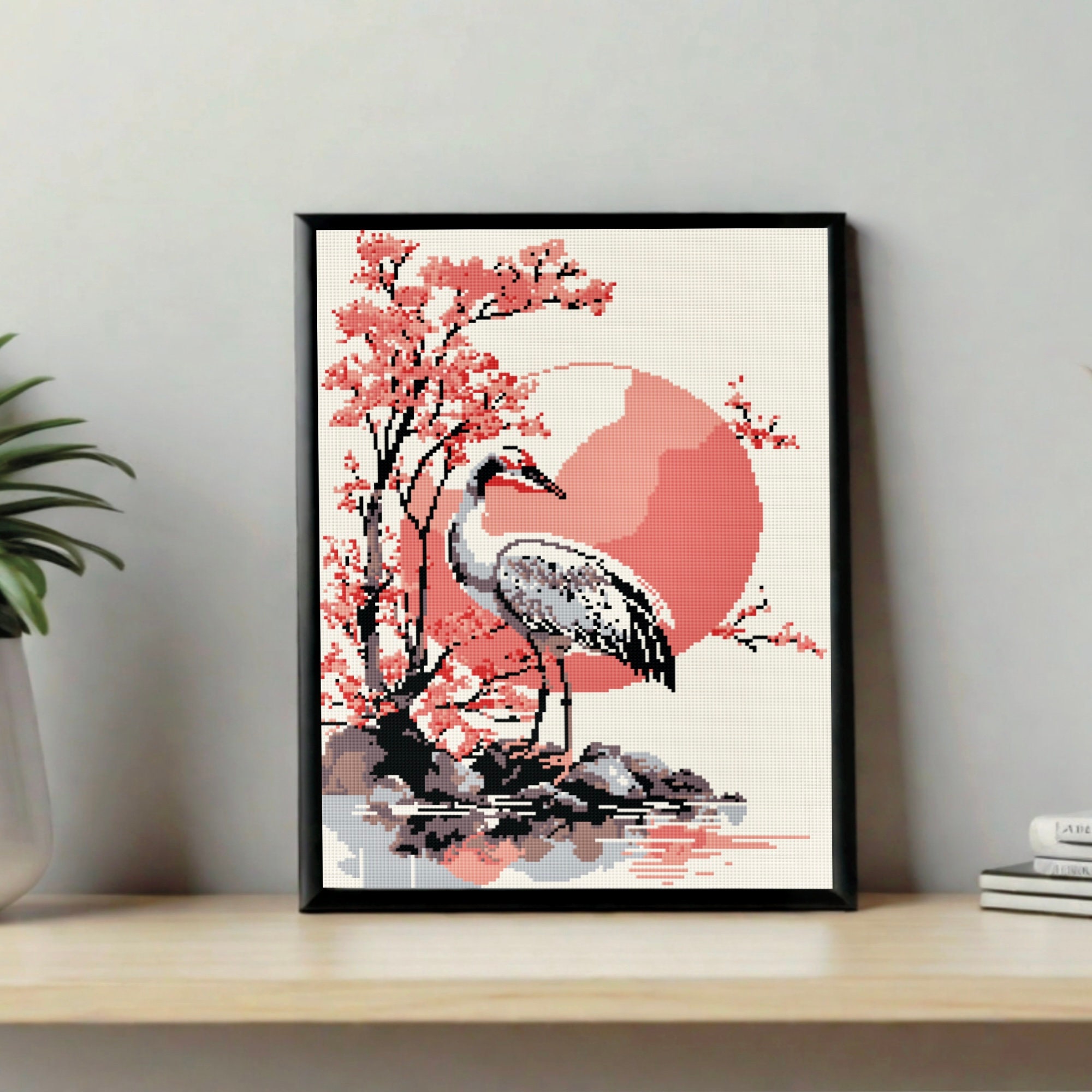 Japanese Art Cross Stitch, Crane Cross Stitch Pattern, Asian Cross ...