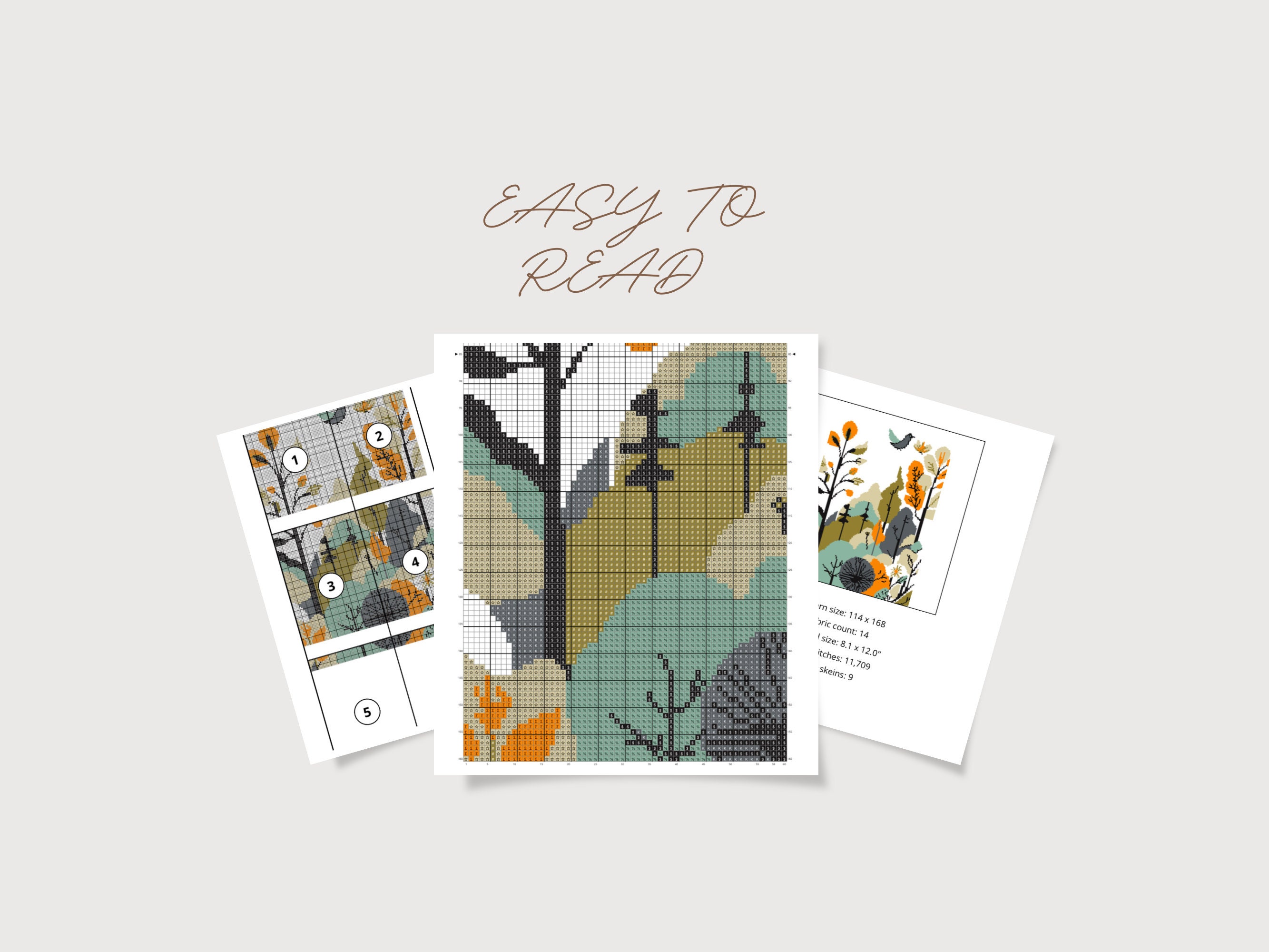 Minimalistic Boho Nature Cross Stitch Pattern, Abstract Minimal Pattern ...