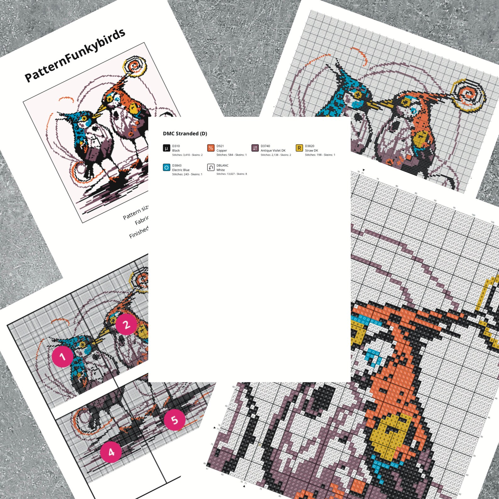 Kissing Birds Modern Cross Stitch Pattern, Minimal Funky Birds Pattern Xstitch Pdf Downloadable ...