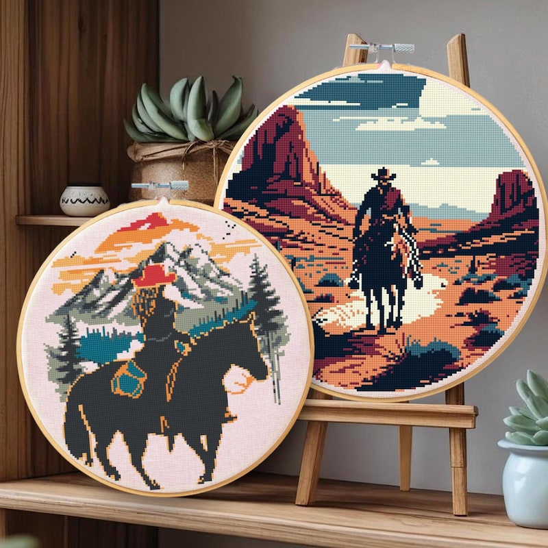 Cowboy Cross Stitch - Etsy