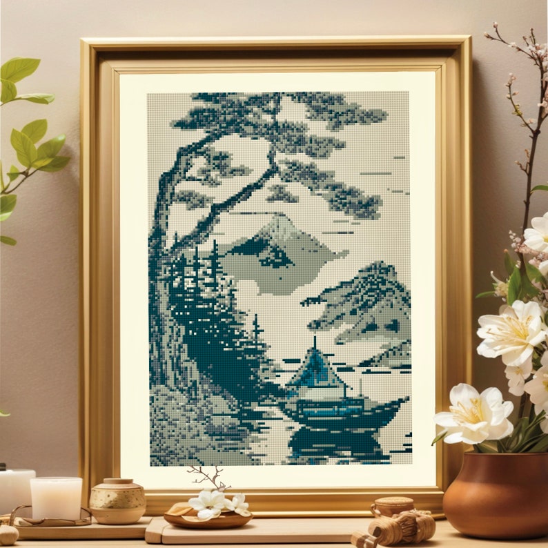 Japanese Cross Stitch Pattern Boat Cross Stitch PDF Asian - Etsy
