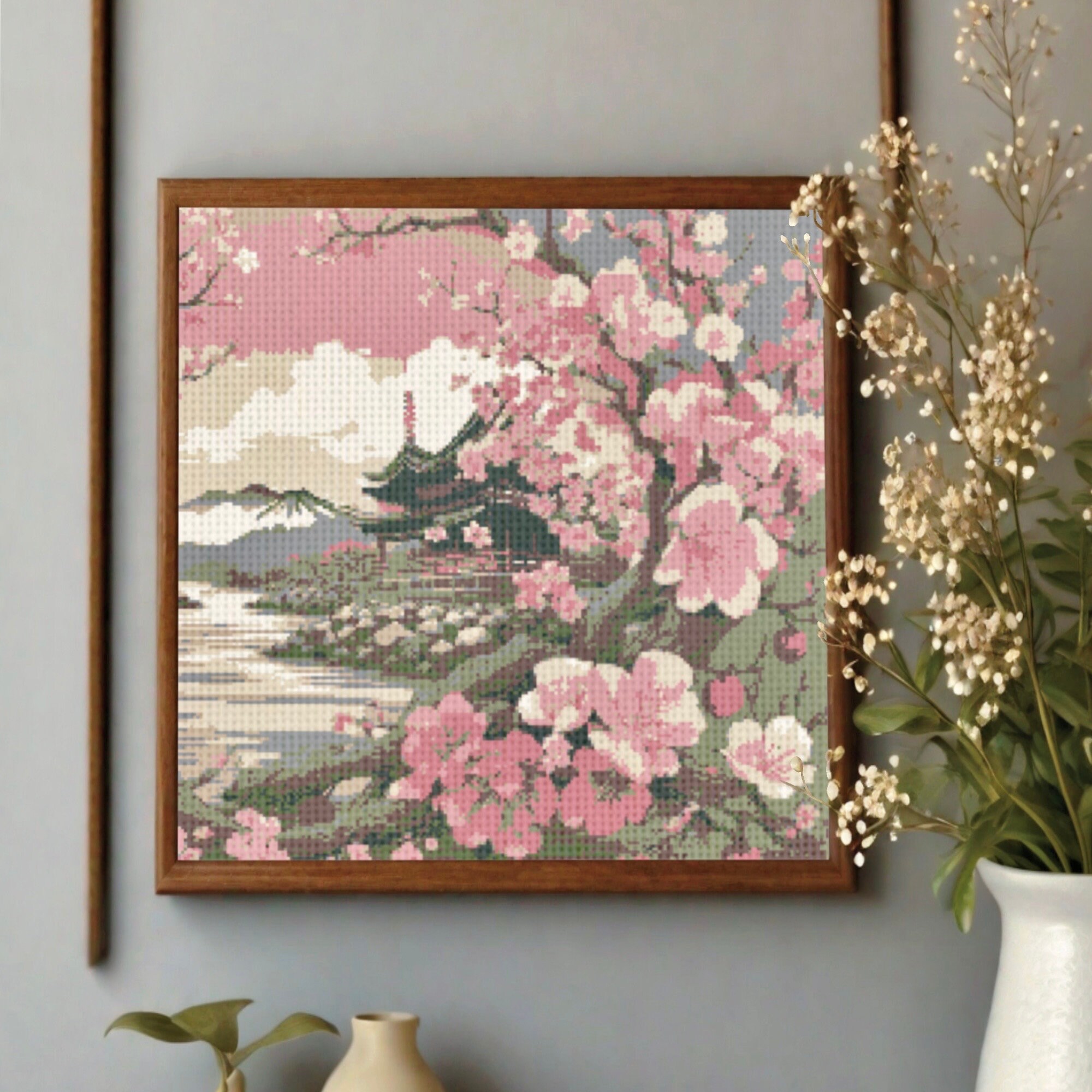 Cherry Blossom Cross Stitch Pattern Asian Cross Stitch - Etsy