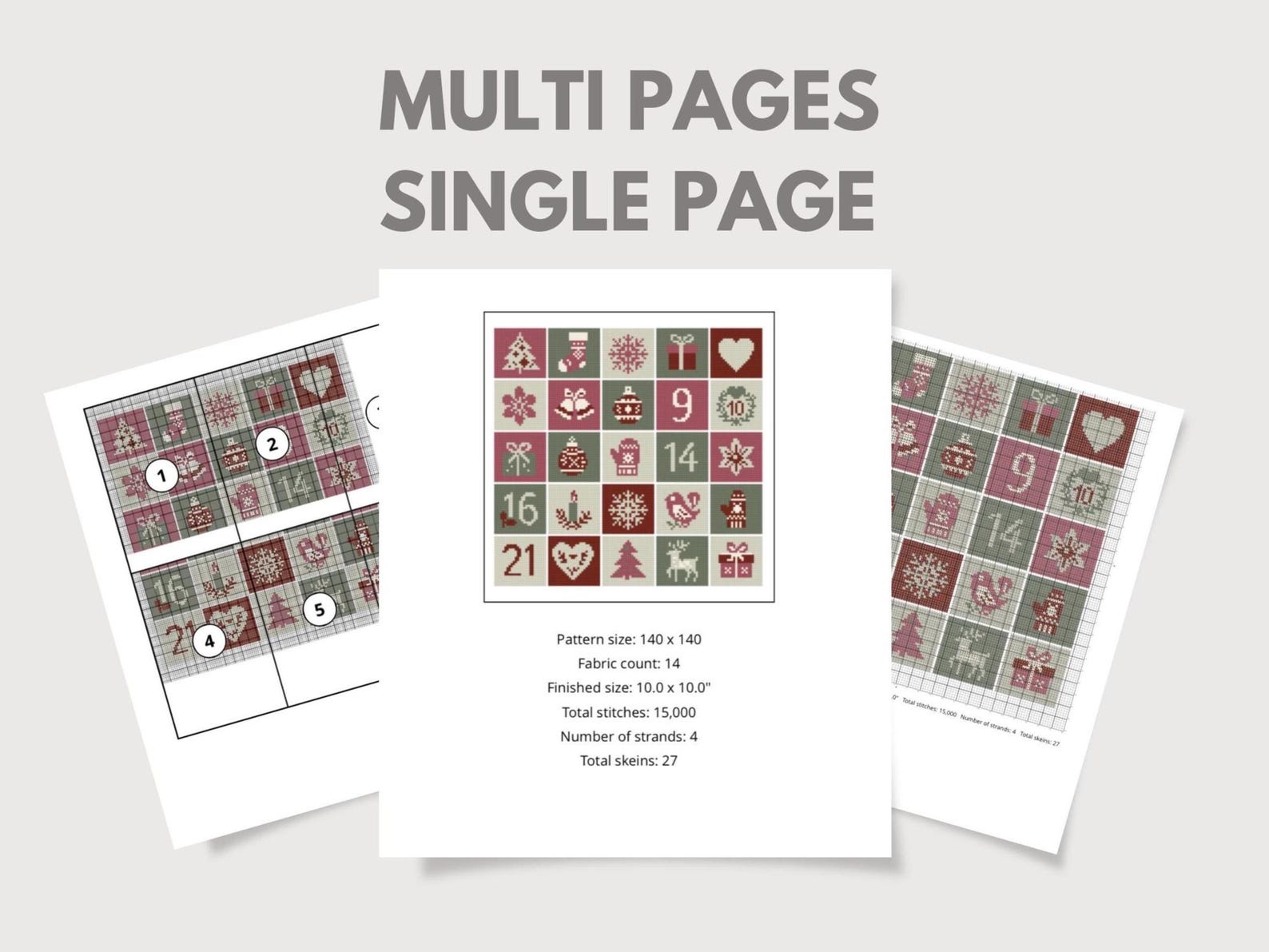 Scandi Advent Calendar Cross Stitch Pattern: Nordic Folk Art (digital ...