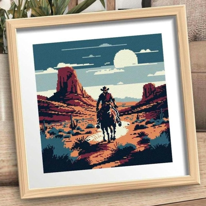 Cowboy Cross Stitch - Etsy