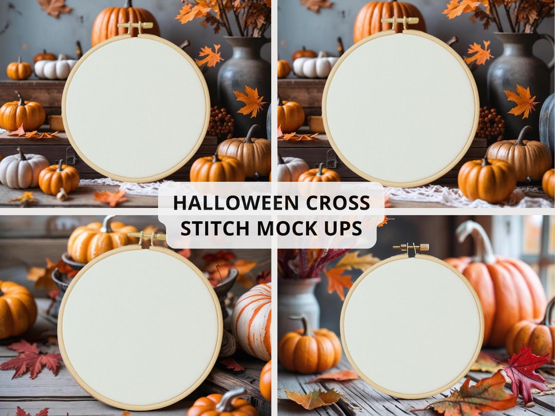 Halloween Hoop Mock Ups for Cross Stitch and Embroidery, Autumnal ...