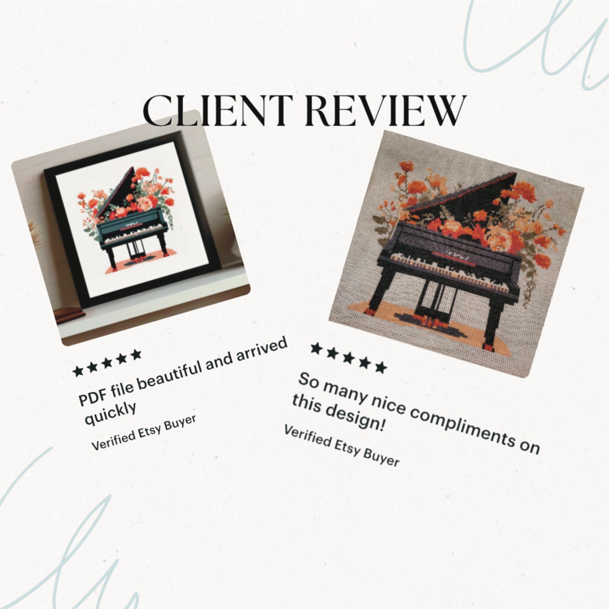 Musical Instruments Bundle Cross Stitch Patterns, Piano Guitar Violin ...