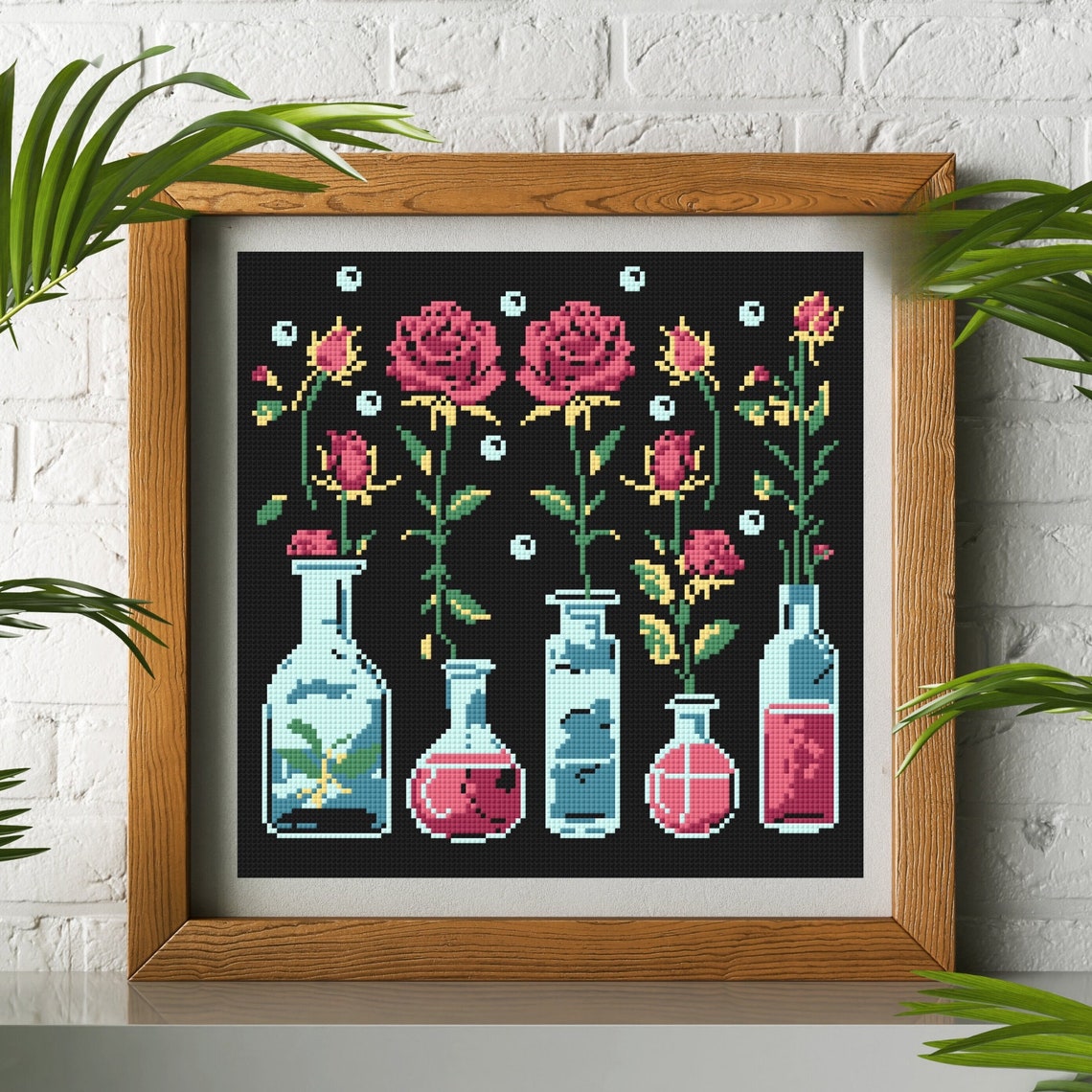 Chemistry Test Tubes Cross Stitch Pattern, Lab Bottles With Flowers ...