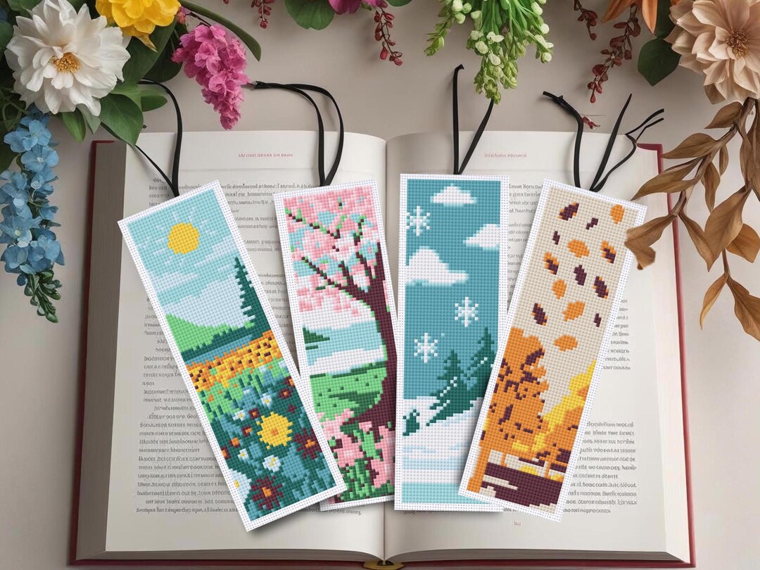 The Four Seasons Bookmark Patterns Cross Stitch Digital Pdf, Nature in ...
