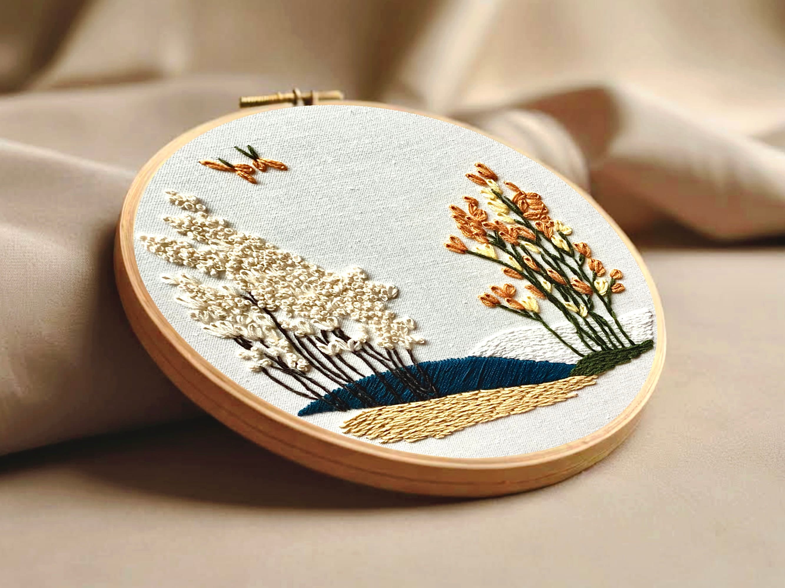 Minimalistic Abstract Landscape Embroidery Pattern With Video and Photo ...