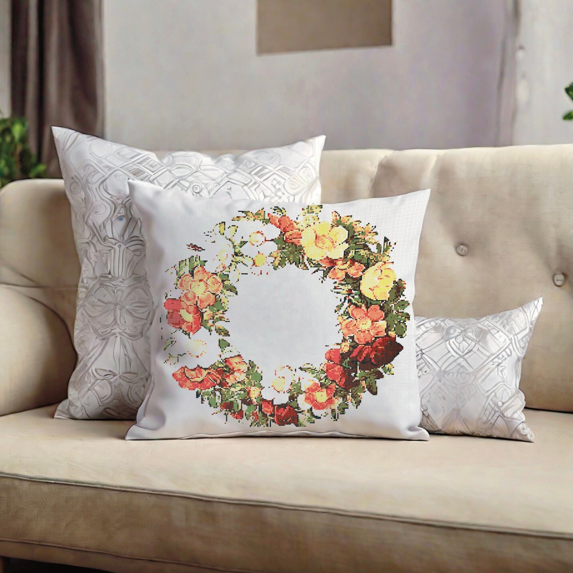 Cross Stitch Pillow Pattern Needlepoint Pillow PDF Xstitch - Etsy UK