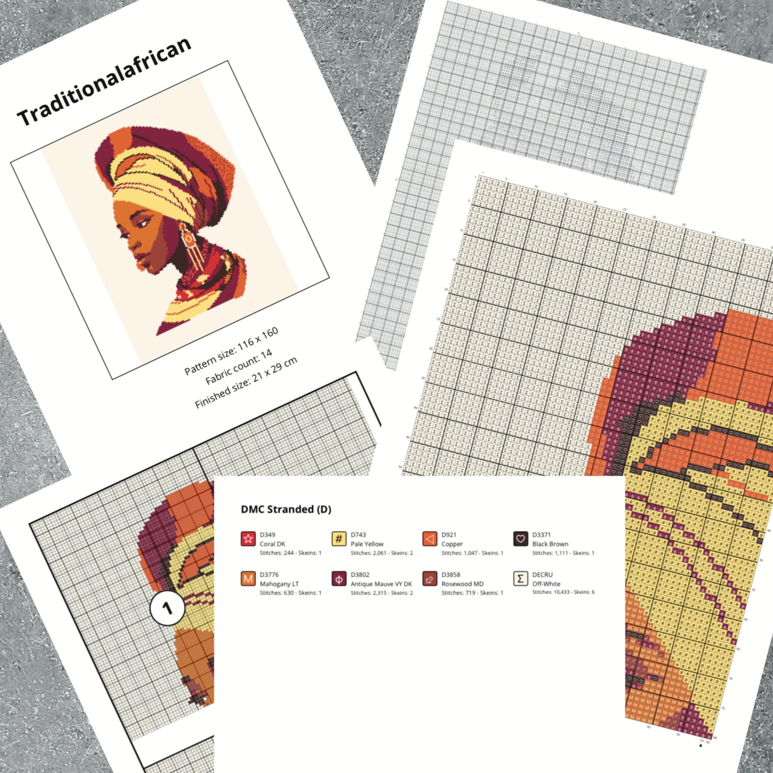 Traditional African Cross Stitch Pattern, African Woman With Head Wrap ...