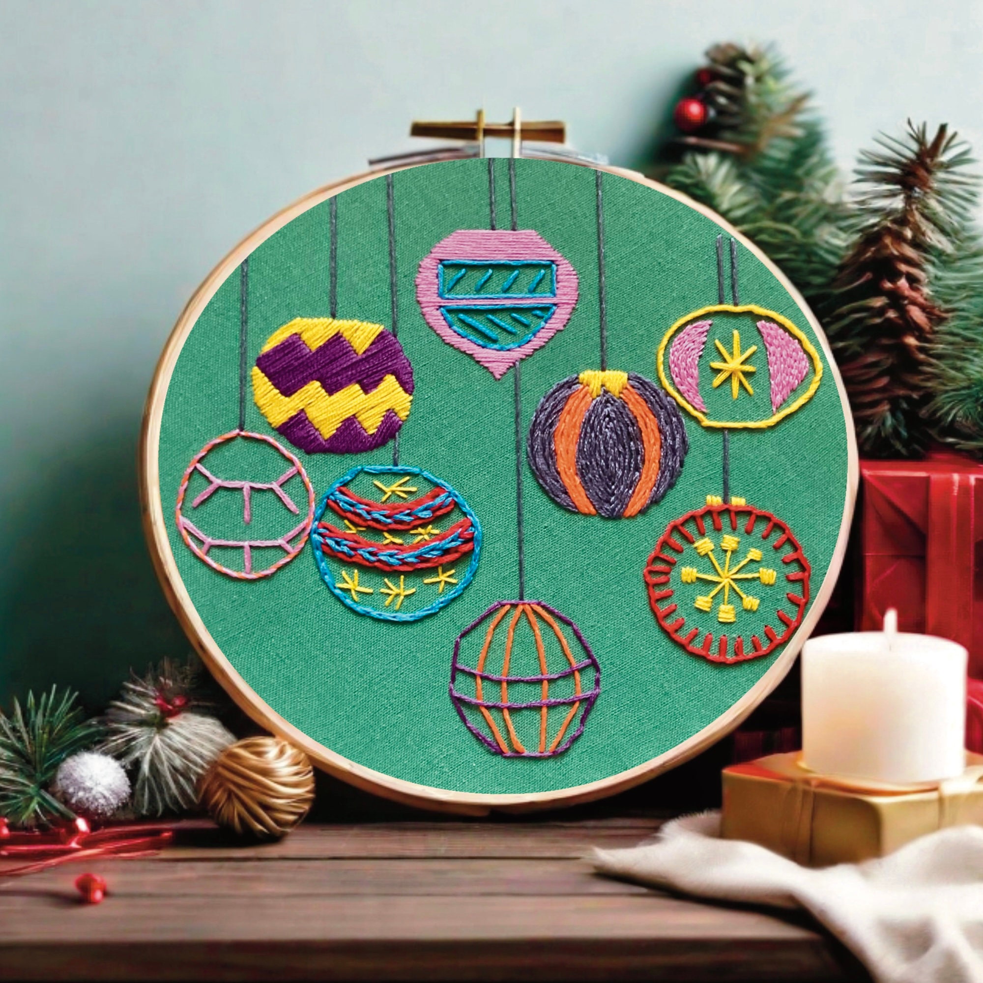 Christmas Embroidery Pattern Set of Two, Ornaments Embroidery Pattern ...