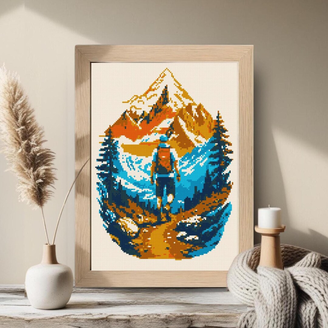 Hiker Crossstitch Pattern, Hiking Cross Stitch Pattern, Hiker ...