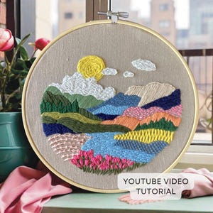 River Fields Scenery Embroidery Pattern With Step by Step Video and ...