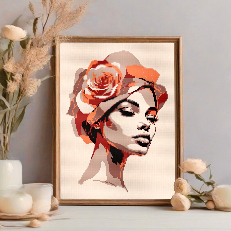 Elegant Lady Cross Stitch Pattern Lady Embroidery Portrait Xstitch