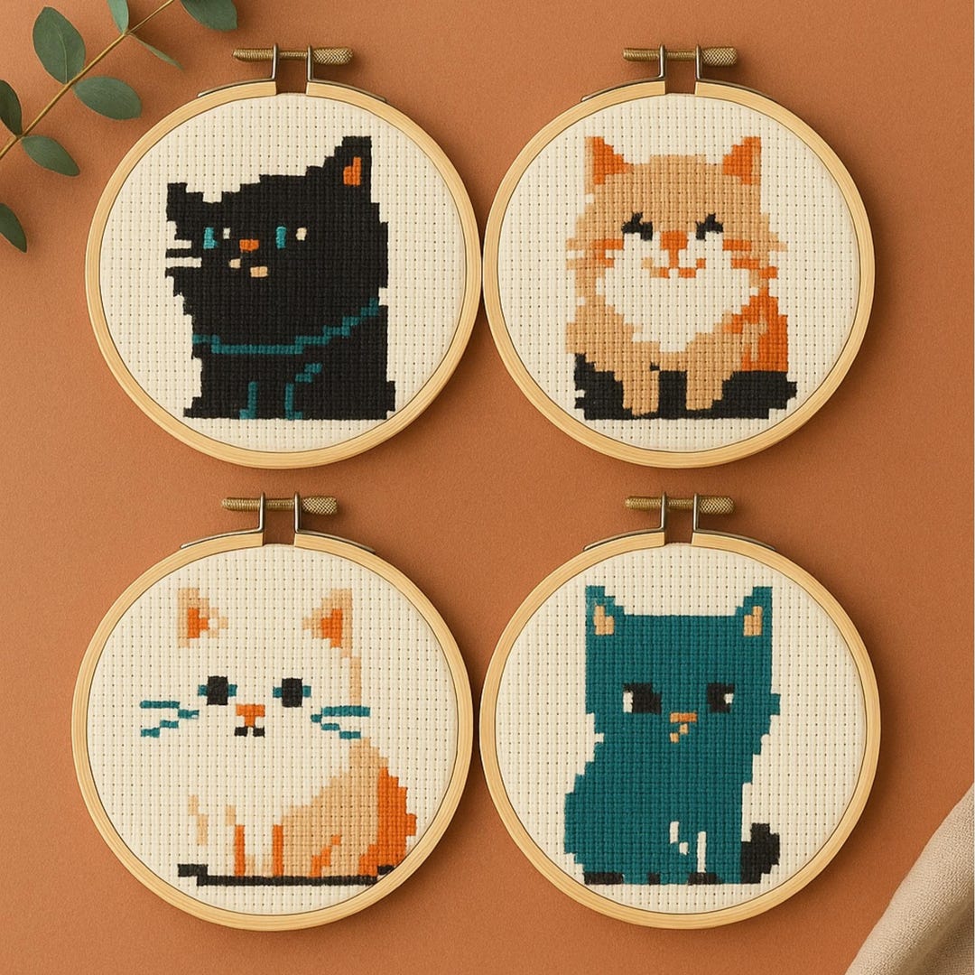 Mini Cats Cross Stitch Pattern: Easy 4-inch Collection (PDF Download ...