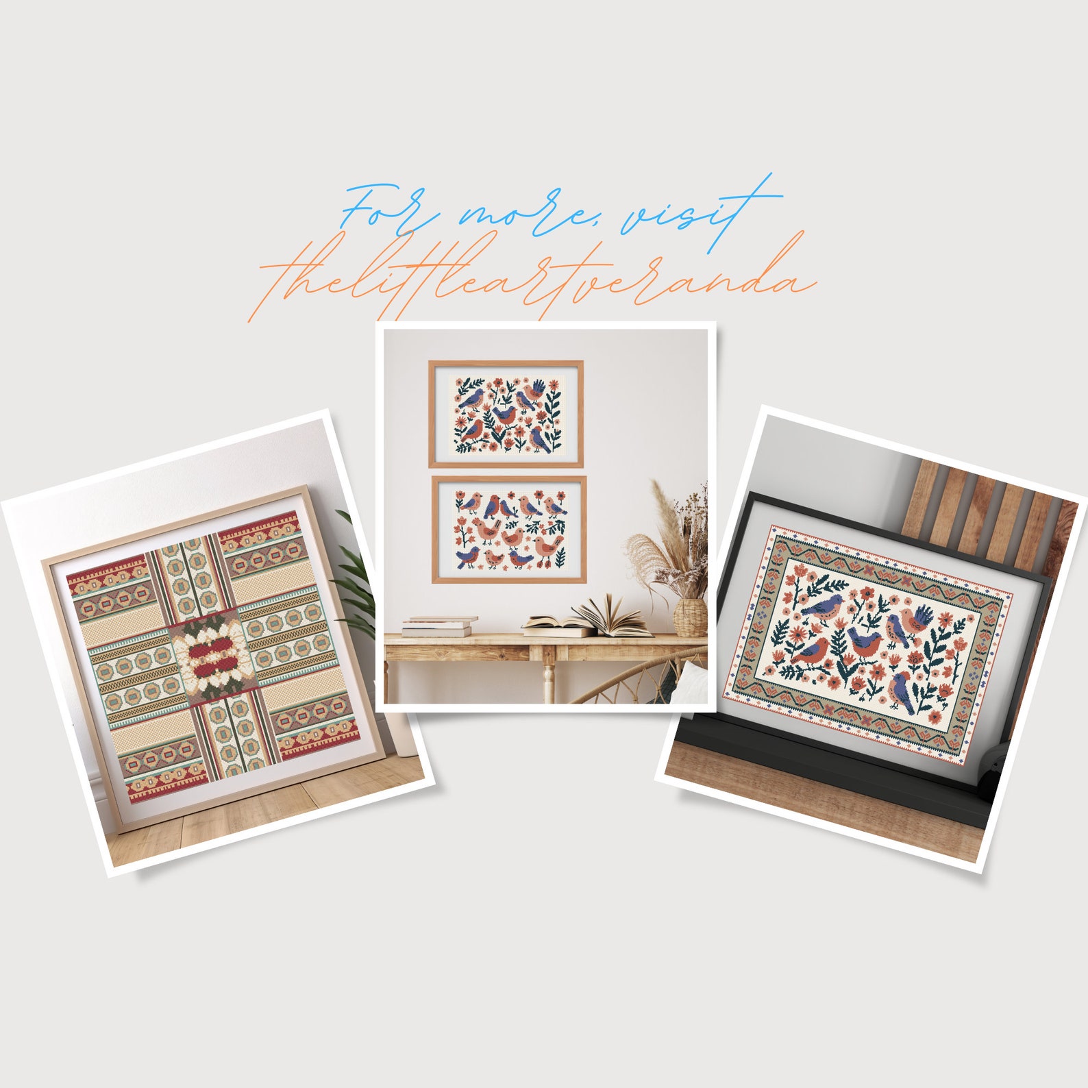 Folk Flower Pattern Cross Stitch, Ethnic Floral Pattern, Folk Floral ...