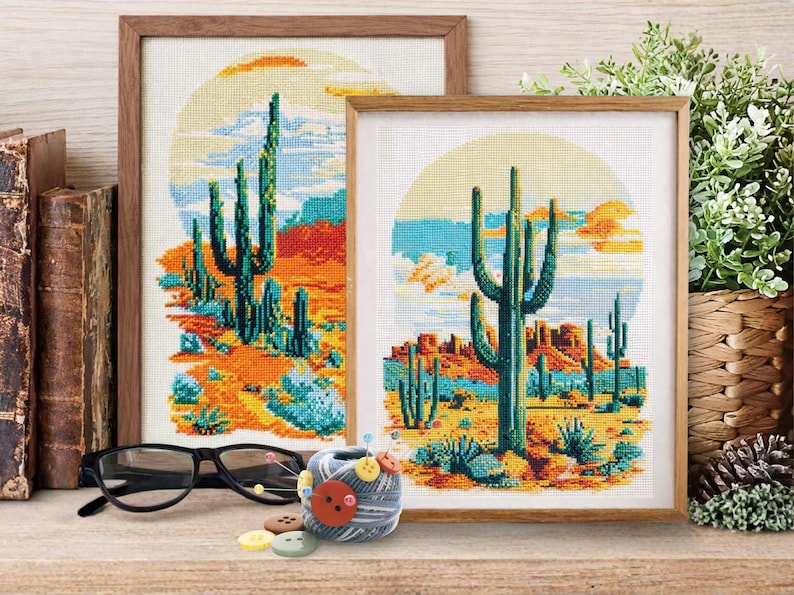 Cactus Desert Cross Stitch Patterns: Southwestern DIY Needlepoint ...