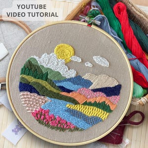 River Fields Scenery Embroidery Pattern With Step by Step Video and ...
