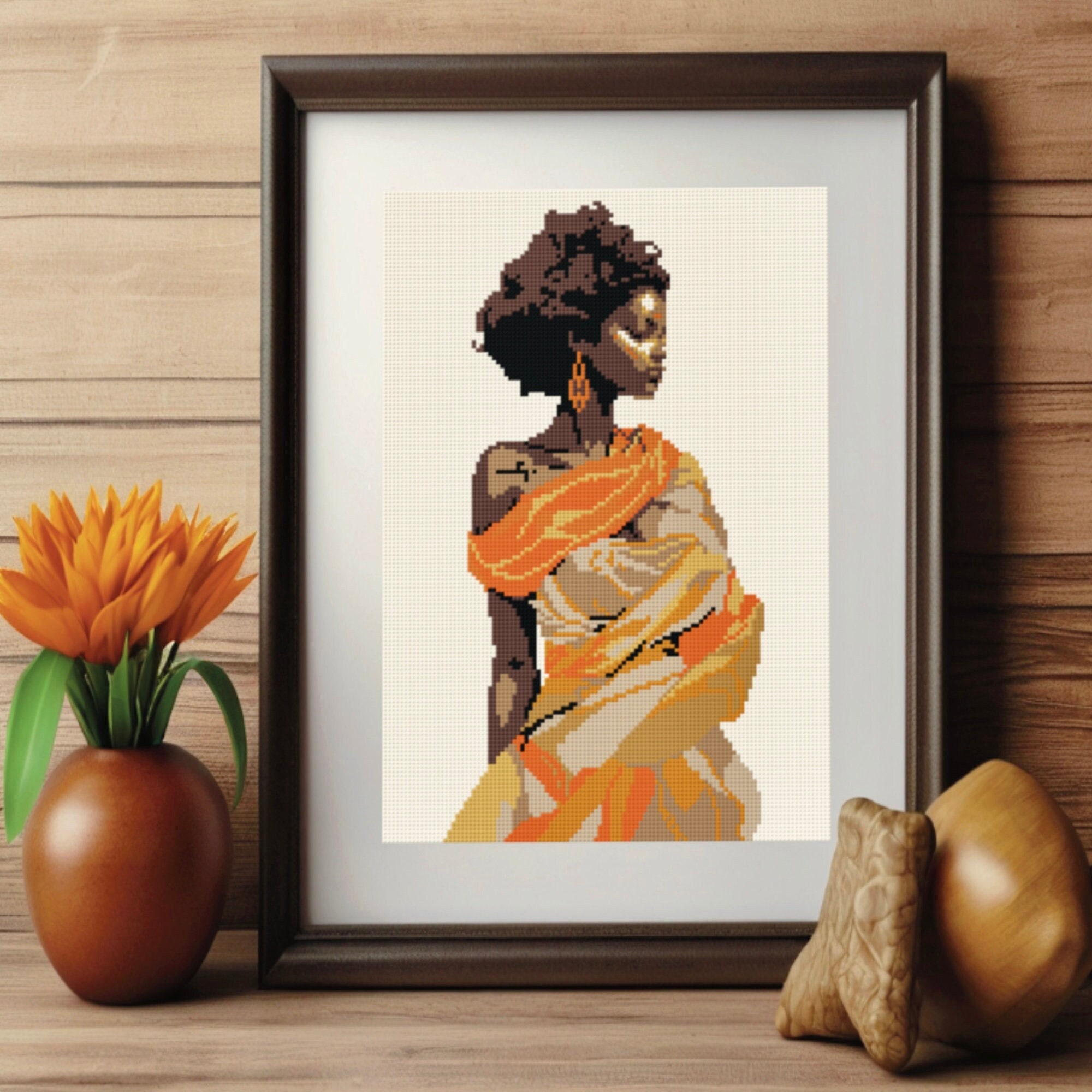 Tribal Art African Women Cross Stitch Set Patterns, Traditional African ...