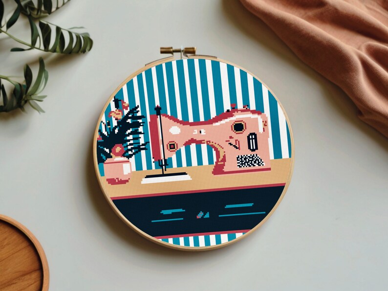 Sewing Machine Cross Stitch Pattern, Craft Room Cross Stitch Pattern ...