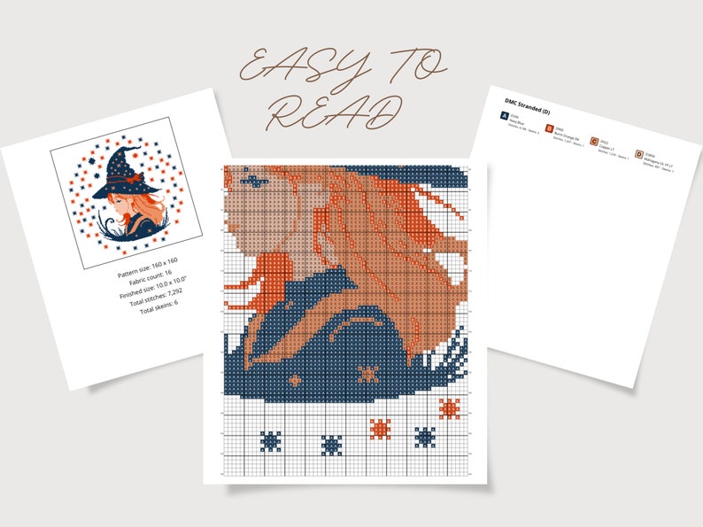 Little Witch Girl Cross Stitch Pattern, Whimsical Girl Cute Nursery ...
