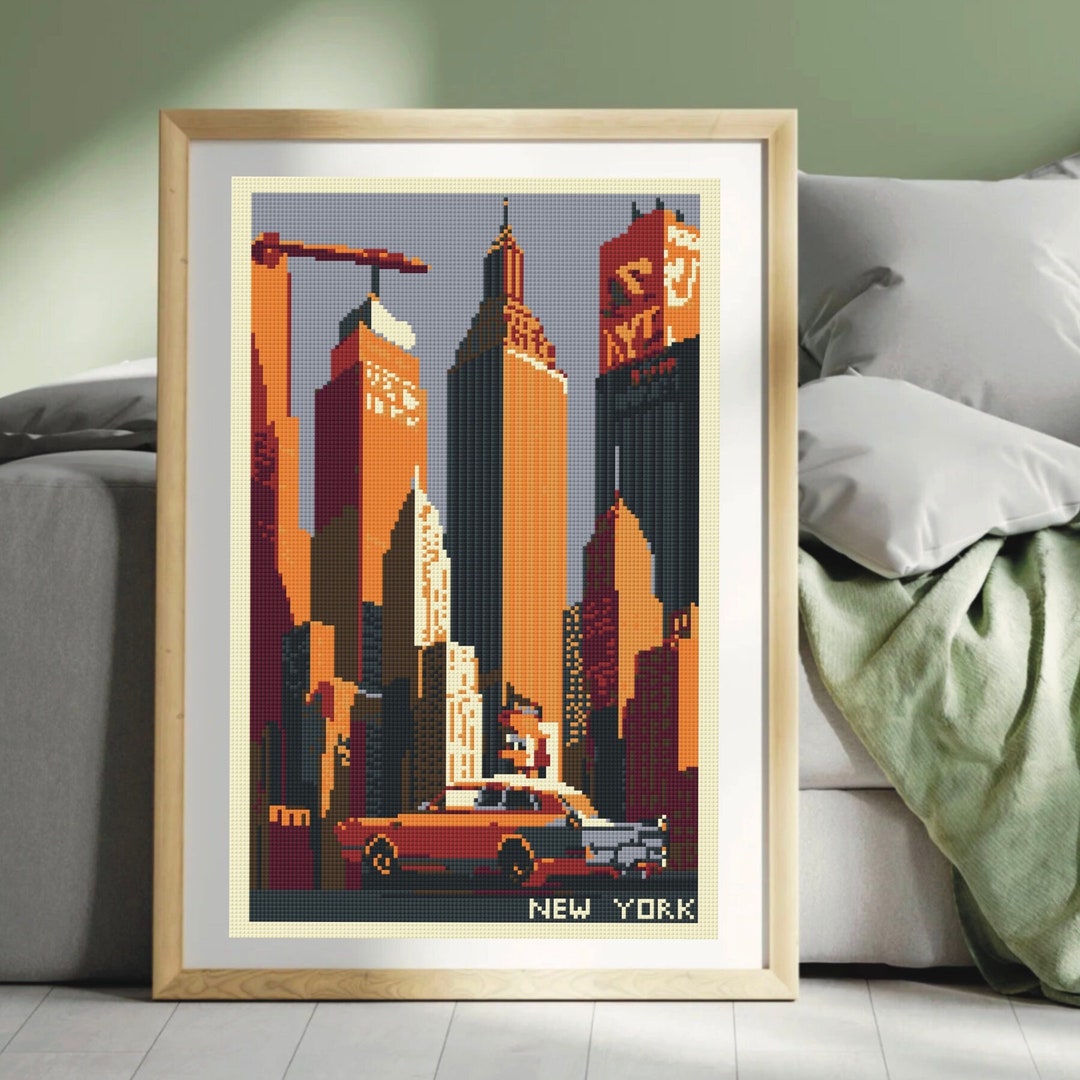 New York Cross Stitch Design, City Cross Stitch Pattern, New York ...