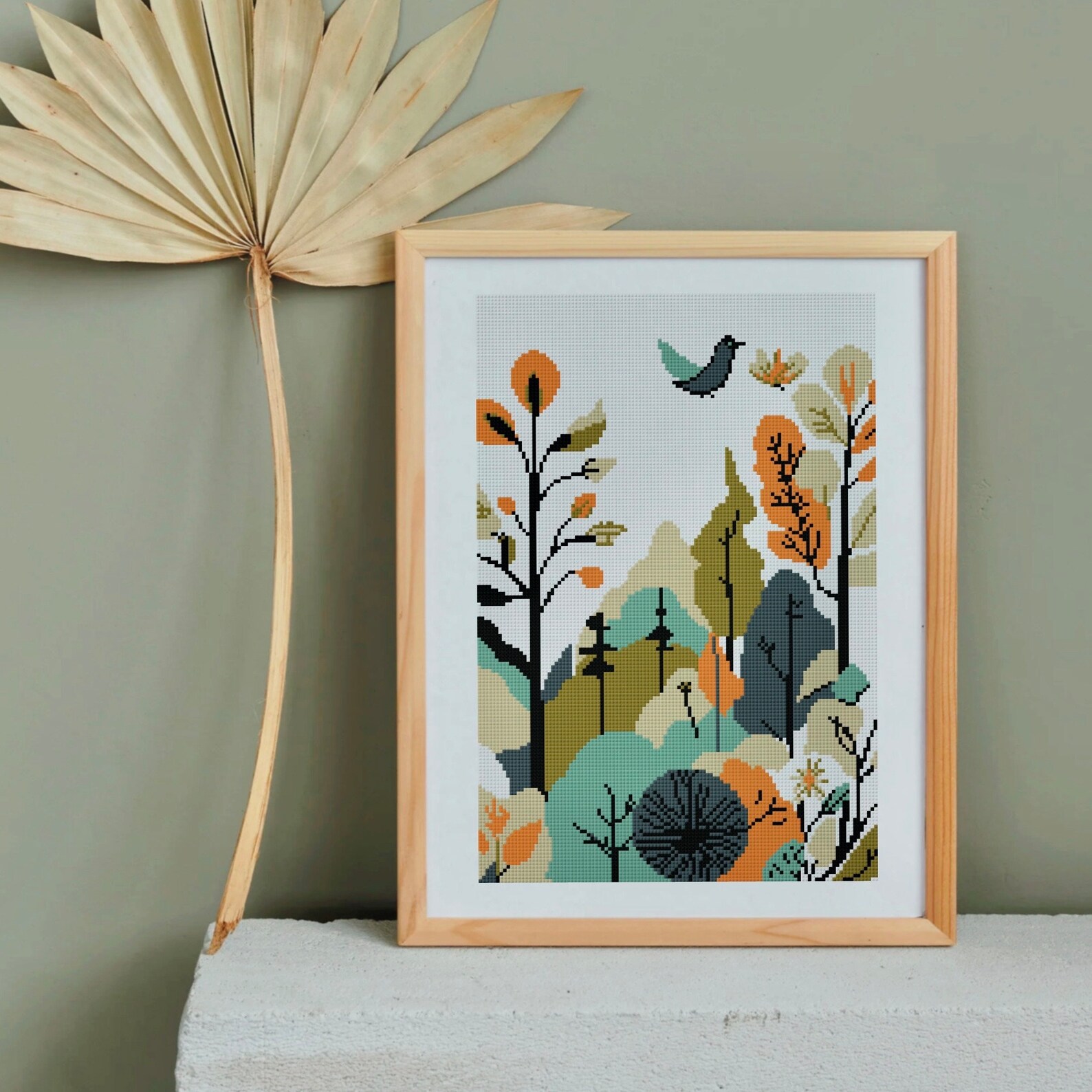 Minimalistic Boho Nature Cross Stitch Pattern, Abstract Minimal Pattern ...