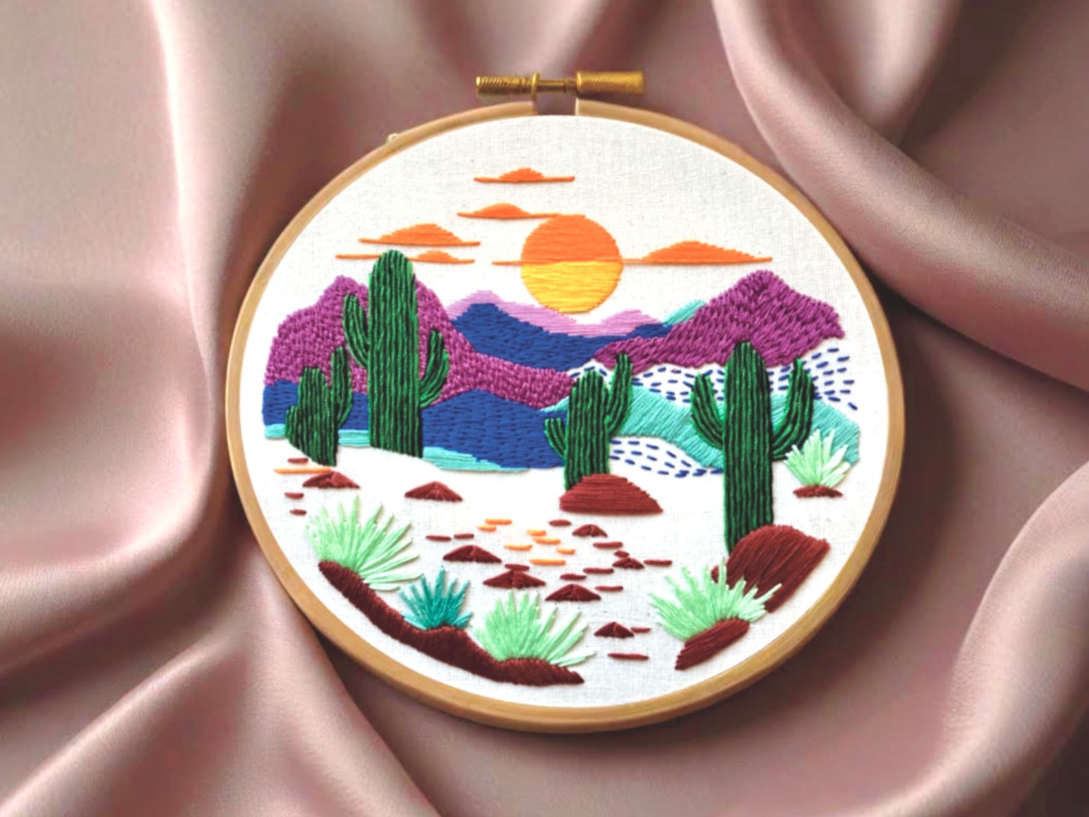 Southwestern Landscape Embroidery Digital Patterns With Video Tutorial ...