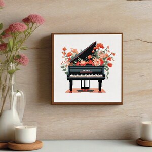 Piano Cross Stitch, Musical Instrument Cross Stitch Pattern, Piano ...