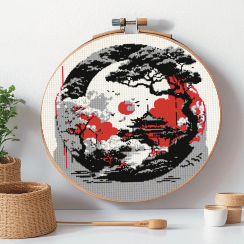 Asia Cross Stitch Japanese Cross Stitch Pattern Asian Cross - Etsy