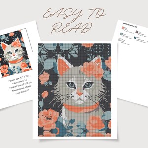 Set of Two Cat Portraits Cross Stitch Download Patterns, Abstract Cat ...