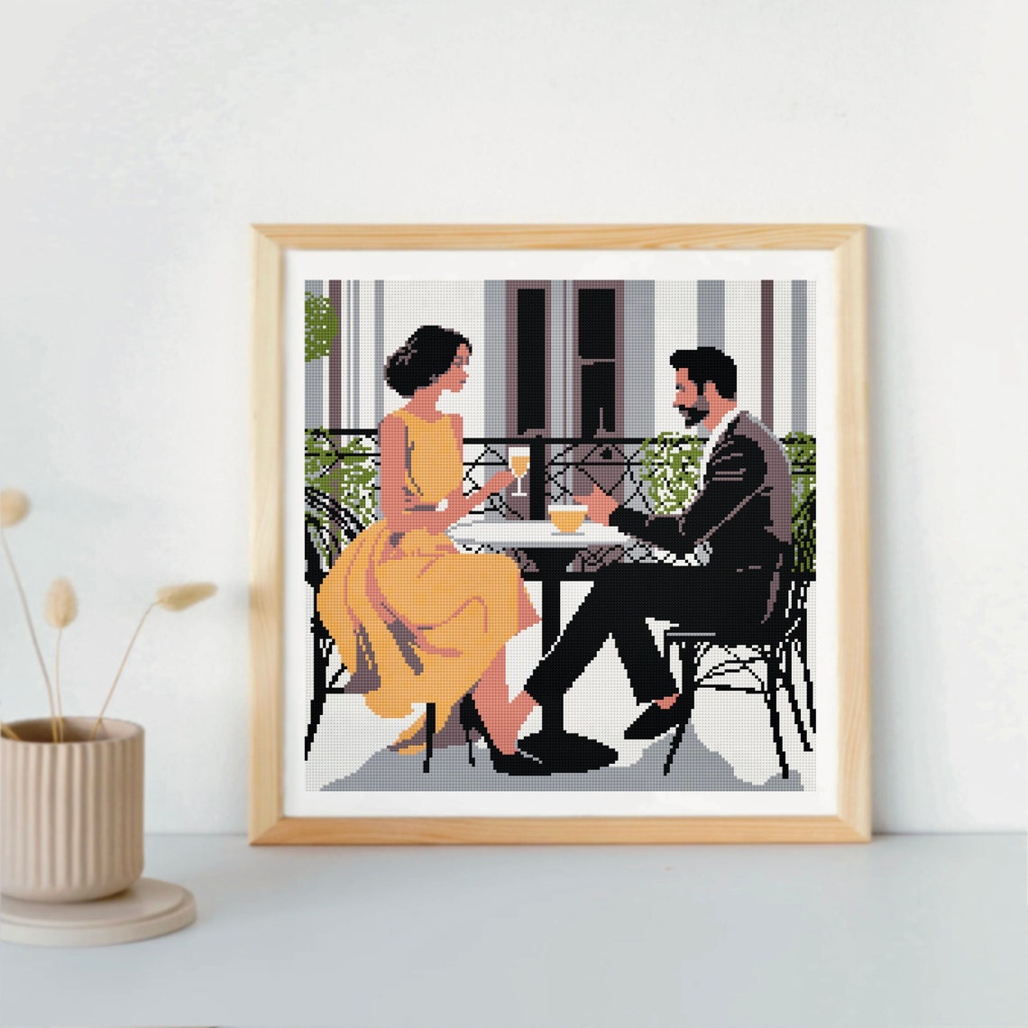 Woman and Man Cross Stitch Pattern, Art Deco Needlepoint Chart, Digital ...