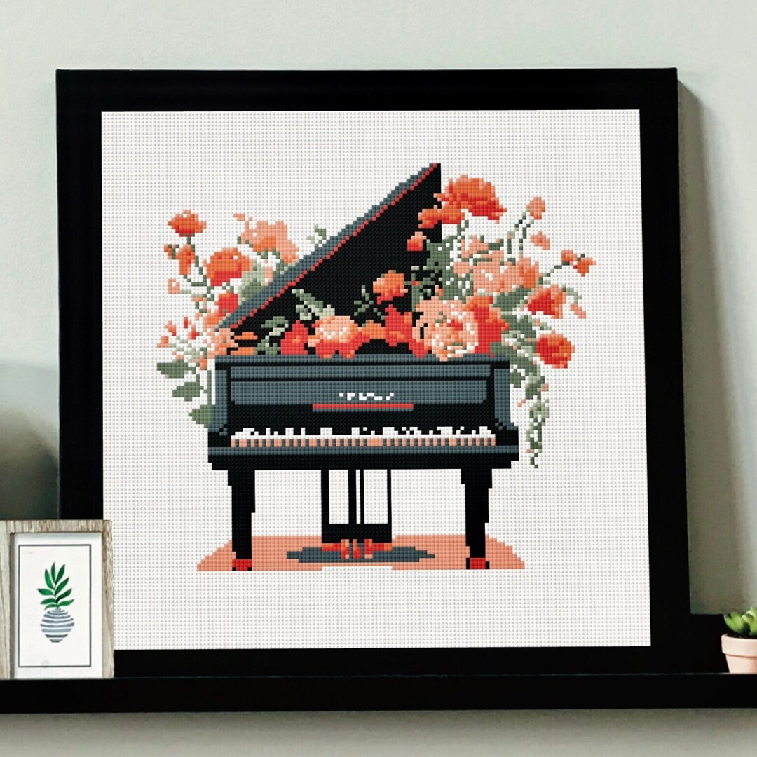 Piano Cross Stitch, Musical Instrument Cross Stitch Pattern, Piano ...