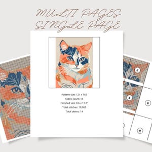 Set of Two Cat Portraits Cross Stitch Download Patterns, Abstract Cat ...