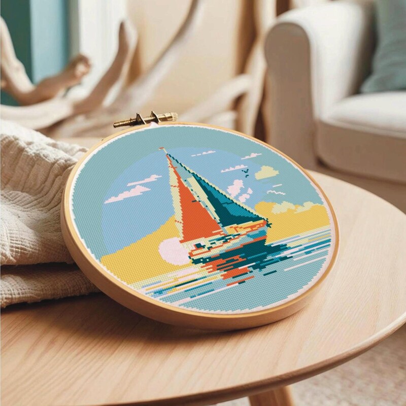 Boat Cross Stitch - Etsy