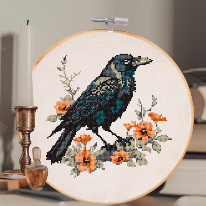 Crow Cross Stitch - Etsy