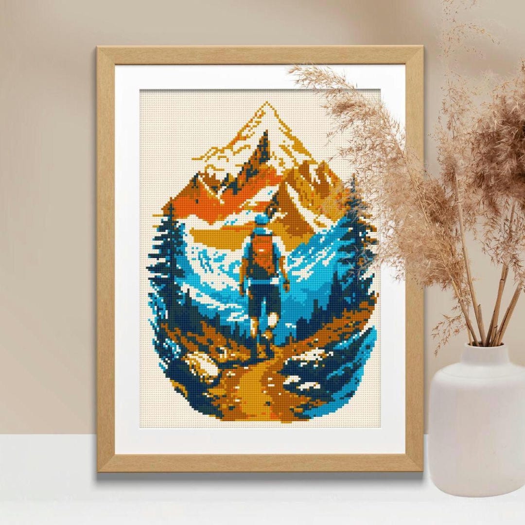 Hiker Crossstitch Pattern, Hiking Cross Stitch Pattern, Hiker ...