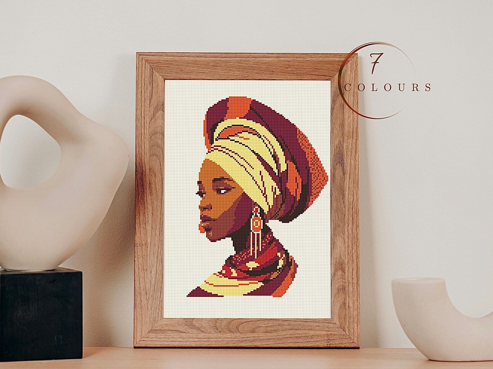 Traditional African Cross Stitch Pattern, African Woman With Head Wrap ...