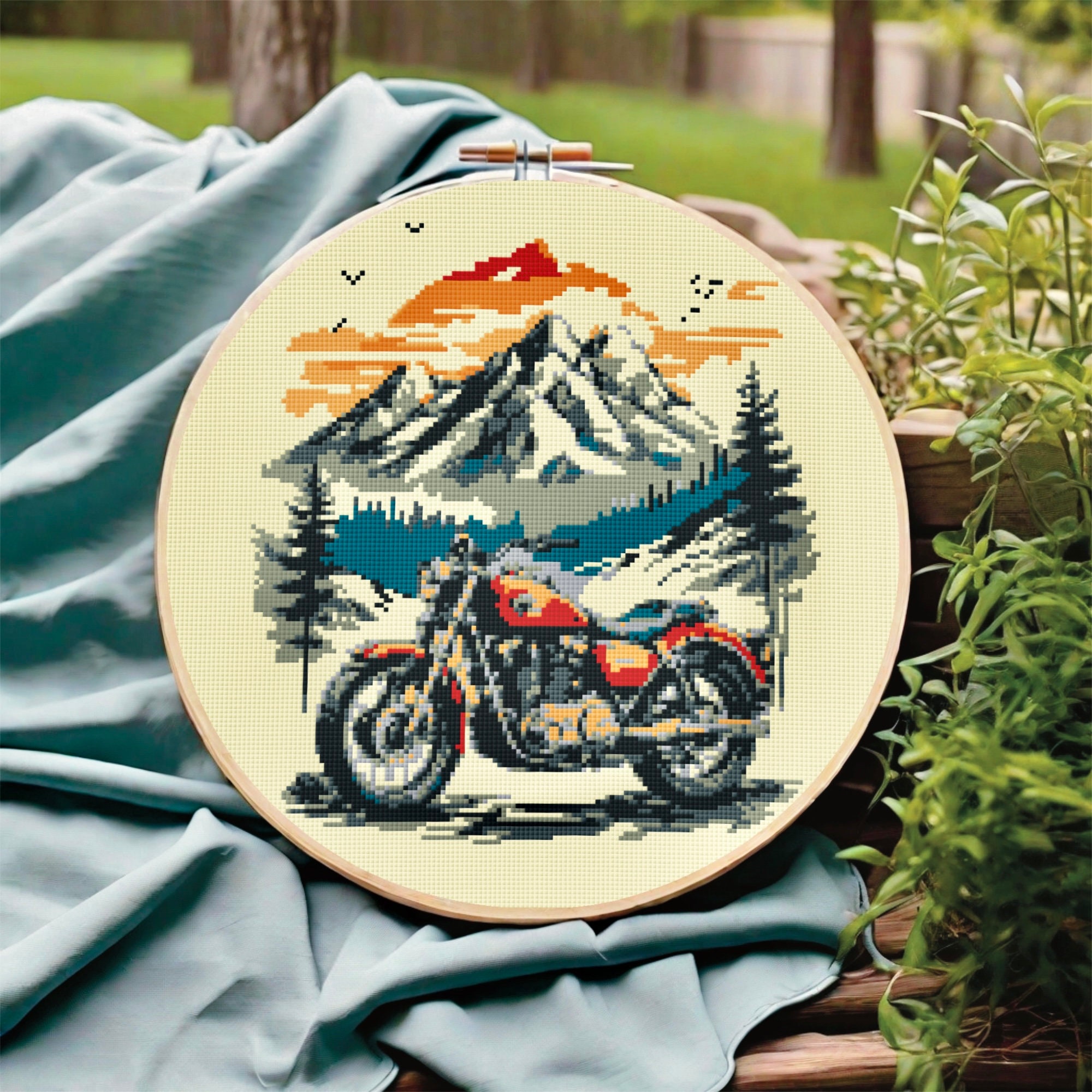 Motorcycle Cross Stitch Pattern, Motorbike Cross Stitch, Motorcycle ...