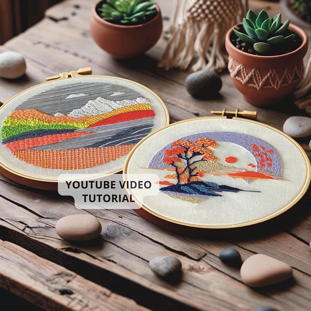 Abstract Scenery Modern Embroidery Patterns, Landscape Embroidery Art ...