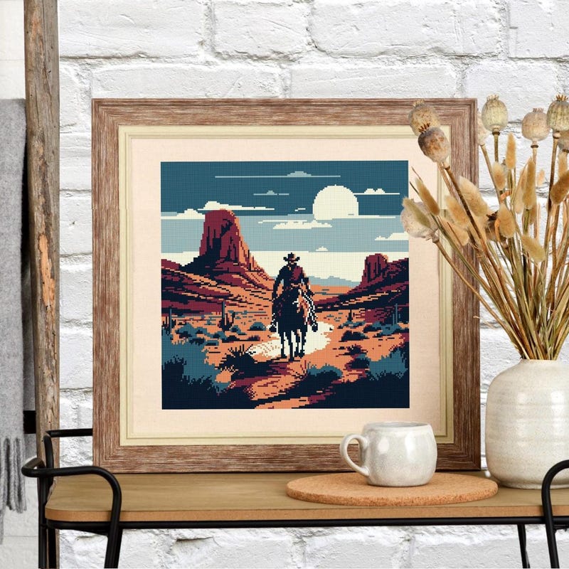 Cowboy Cross Stitch - Etsy