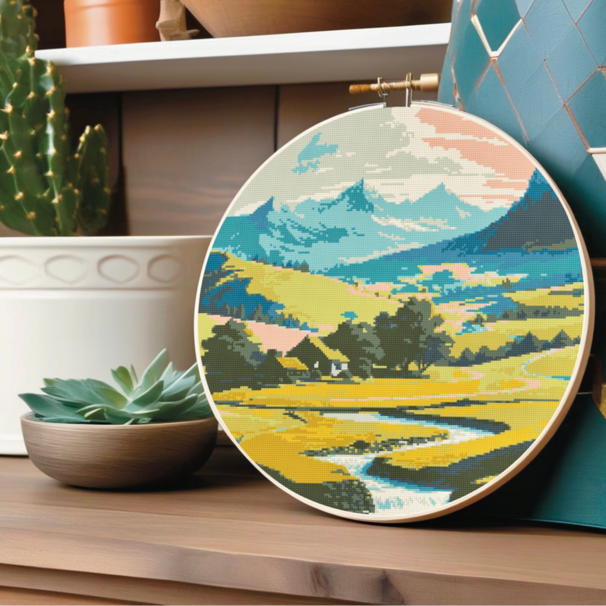 Mountain Scenery Cross Stitch Pattern Pdf, River Cross Stitch ...