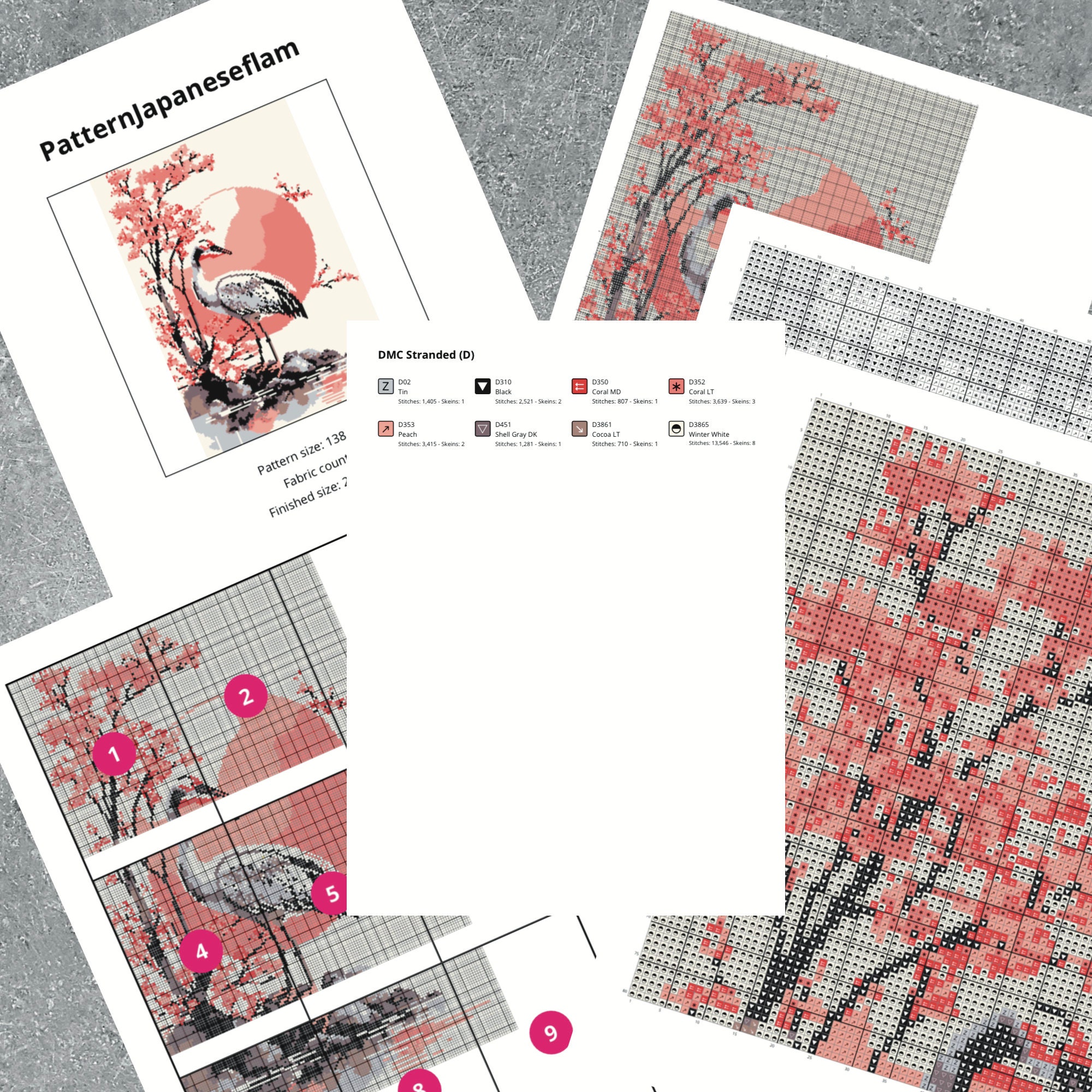 Japanese Art Cross Stitch, Crane Cross Stitch Pattern, Asian Cross ...