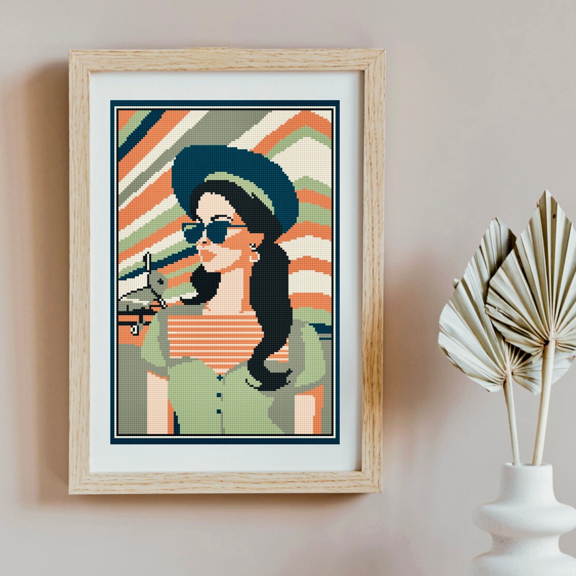 Vintage Hostess Art Deco Cross Stitch Chart Pdf, Cabin Crew Flight ...